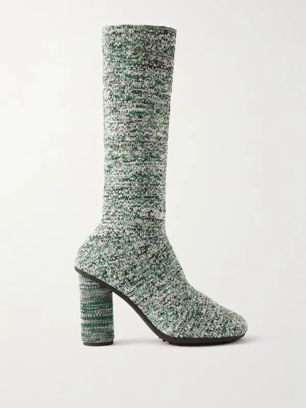 Bottega Veneta Atomic Ribbed-knit Knee Boots - Green