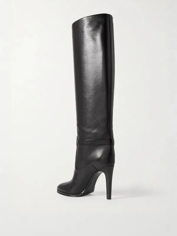 Saint Laurent Diane Logo-embellished Leather Knee Boots