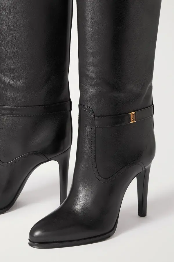 Saint Laurent Diane Logo-embellished Leather Knee Boots
