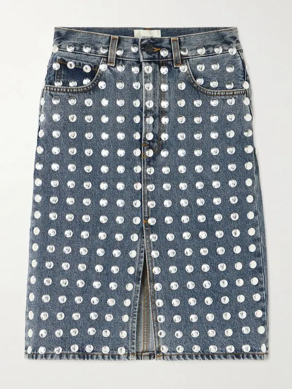 HAIKURE Stormy' Studded Denim Pencil Skirt - Blue