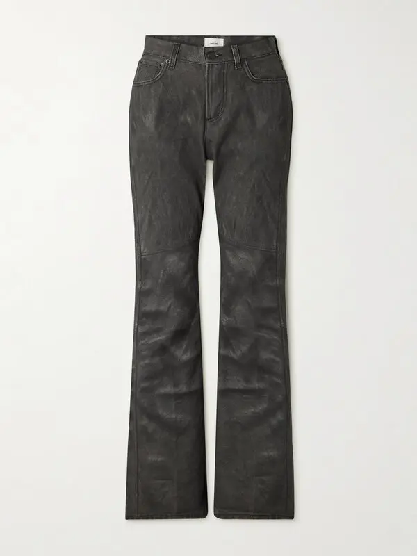 HAIKURE Flora Printed Mid-rise Flared Jeans - Brown