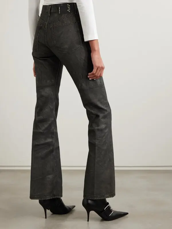 HAIKURE Flora Printed Mid-rise Flared Jeans - Brown