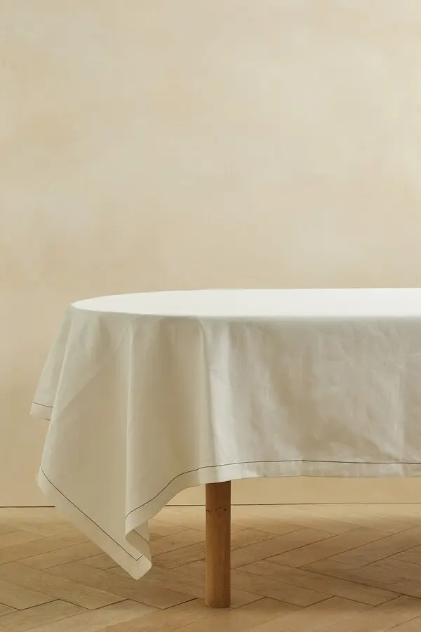 LOUISE ROE Sophia Roe S.r Collection Embroidered Cotton And Linen-blend Table Cloth - White