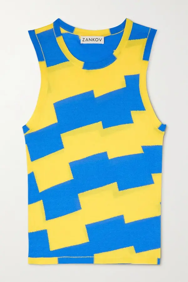 ZANKOV Miles Jacquard-knit Tank - Yellow
