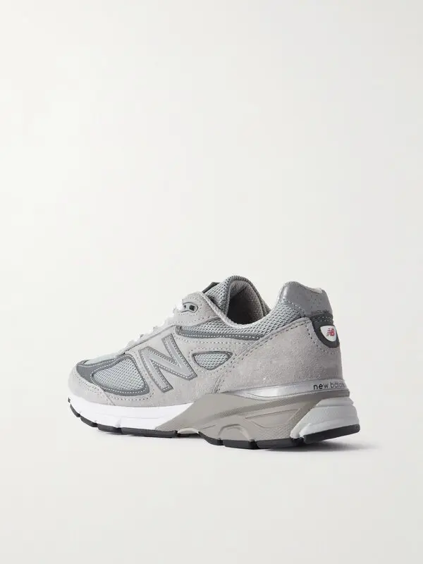 NEW BALANCE 990v4 Leather-trimmed Suede And Mesh Sneakers - Gray