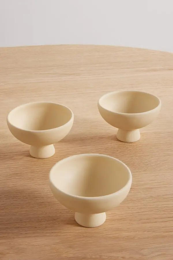 RAAWII Strøm Set Of Three Mini Earthenware Bowls - Neutrals