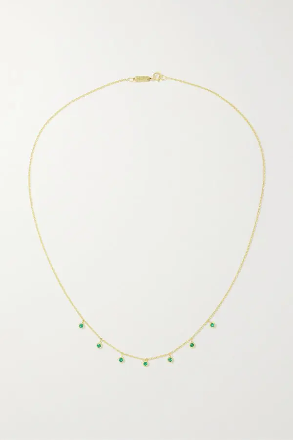 JENNIFER MEYER 18-karat Gold Emerald Necklace - Green
