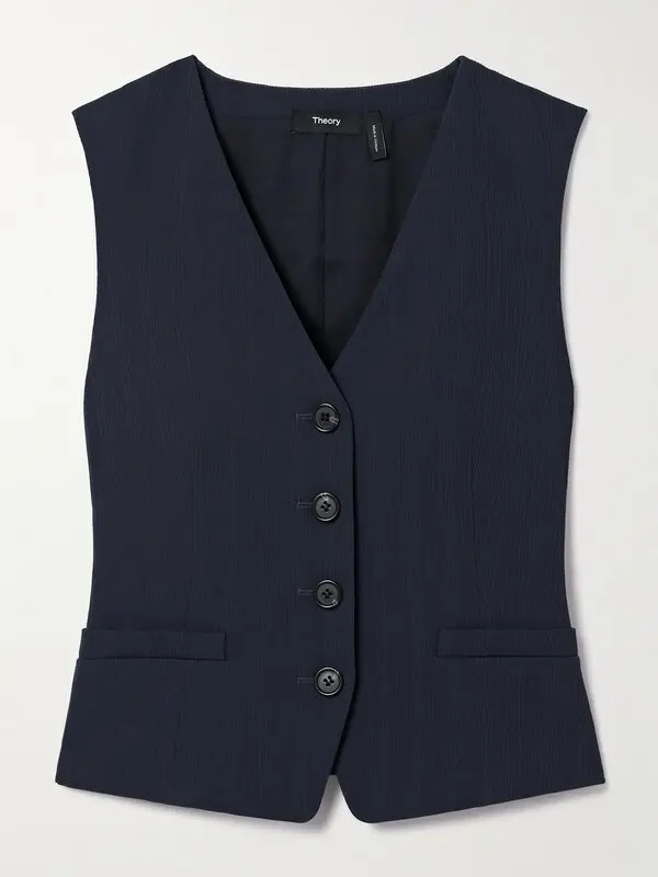 Theory Embroidered Crepe Vest