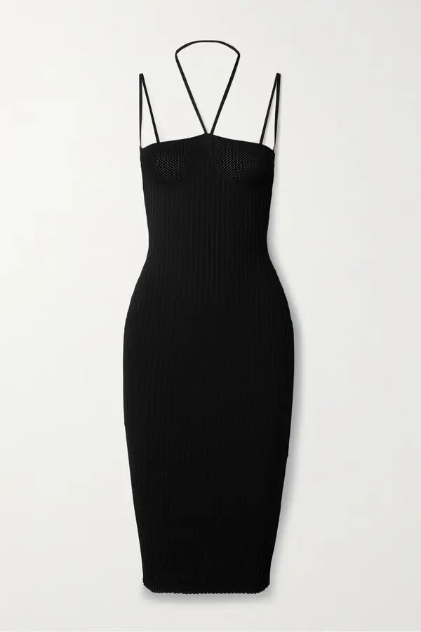 ANDREĀDAMO Cutout Open-knit And Ribbed-knit Dress