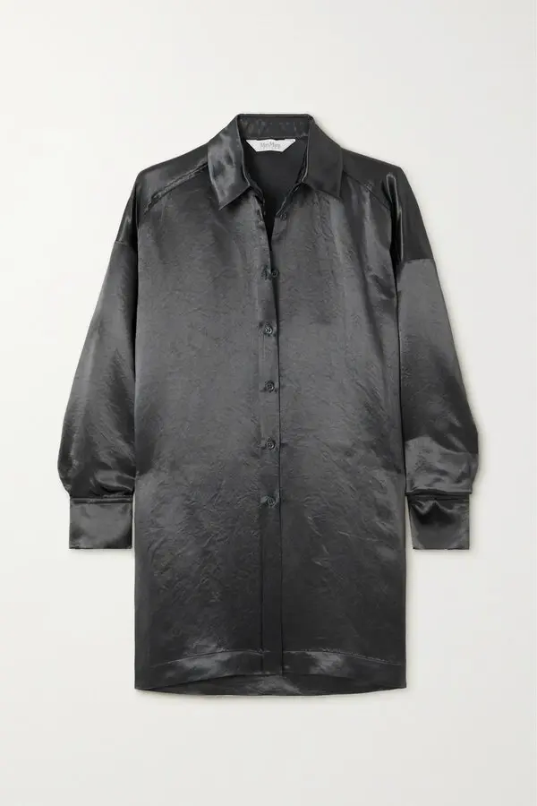 Max Mara Leisure Bacio Crinkled-satin Shirt - Gray