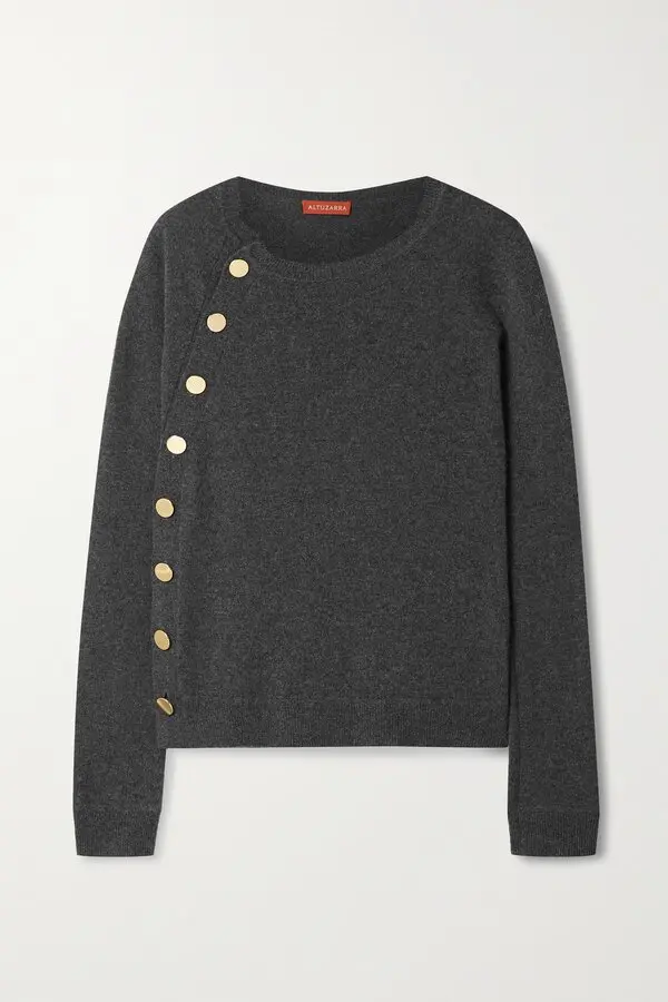 Altuzarra Minamoto Button-embellished Cashmere Sweater - Gray