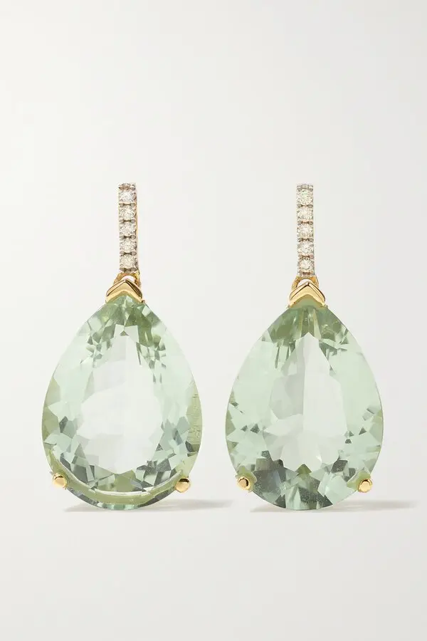 Mateo 14-karat Gold Amethyst And Diamond Earrings - Green
