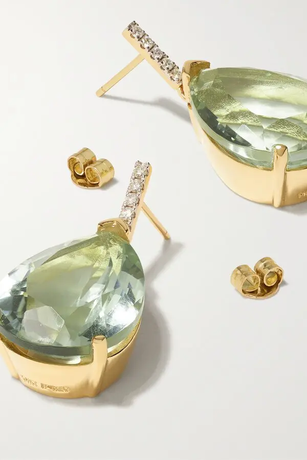 Mateo 14-karat Gold Amethyst And Diamond Earrings