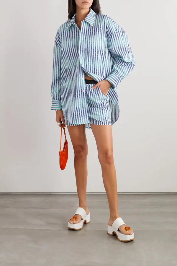 Amiri Striped Cotton-poplin Shorts