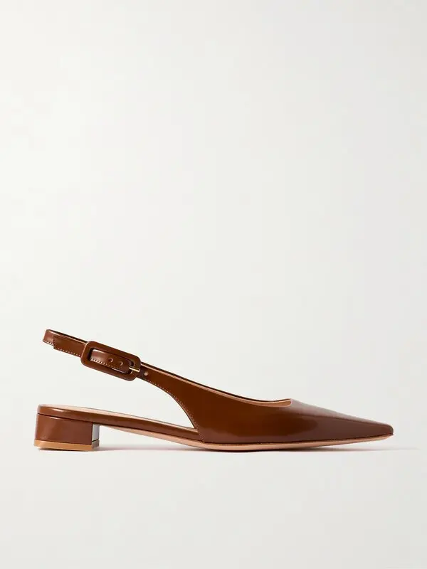 GIANVITO ROSSI Tokio 20 Glossed-leather Slingback Flats