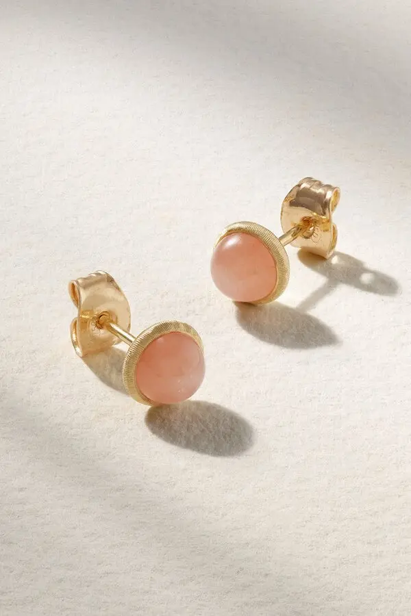 OLE LYNGGAARD COPENHAGEN Lotus Moonstone Stud Earrings - Gold