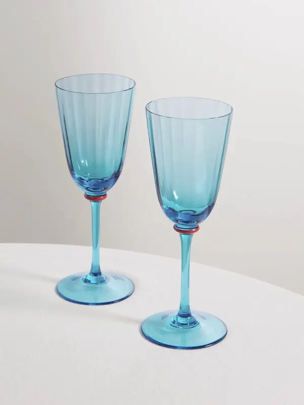 La DoubleJ Set Of Two Murano Glass Wine Glasses - Blue
