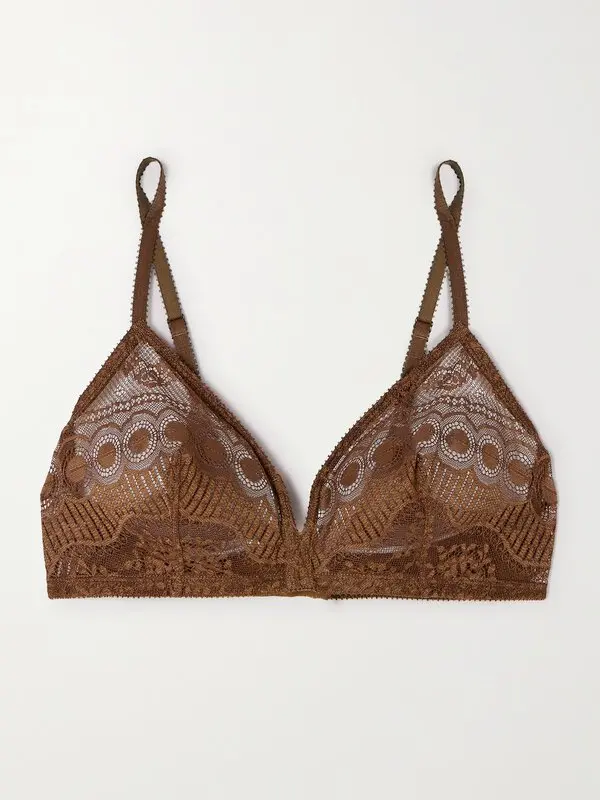 ERES Flore Fragrance Lace Soft-cup Triangle Bra - Brown