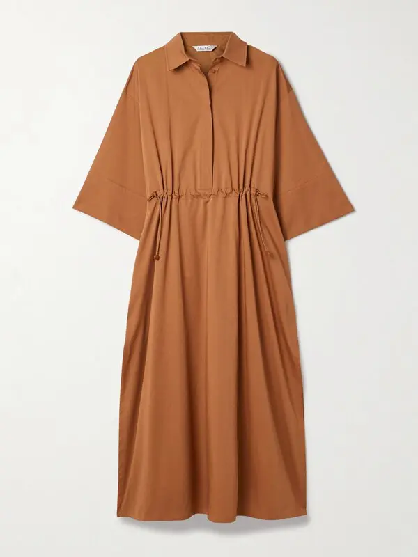 Max Mara Eulalia Cotton-blend Sateen Midi Dress - Brown