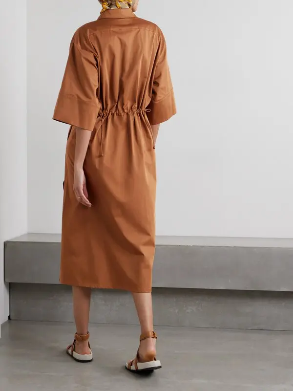 Max Mara Eulalia Cotton-blend Sateen Midi Dress