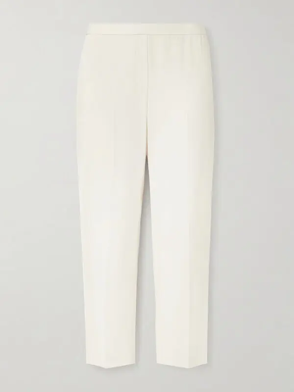 Theory Treeca Cropped Plissé-crepe Straight-leg Trousers