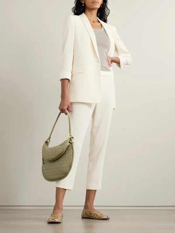 Theory Treeca Cropped Plissé-crepe Straight-leg Trousers