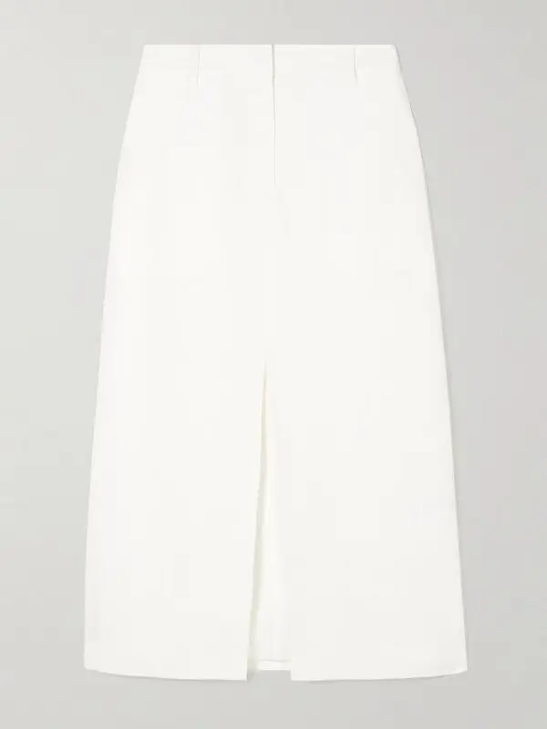 Theory Gale Linen Midi Skirt - White