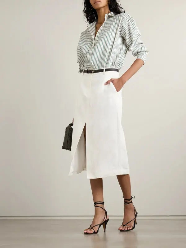 Theory Gale Linen Midi Skirt