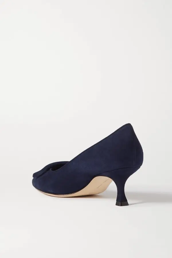 Manolo Blahnik Maysale 50 Buckled Suede Pumps
