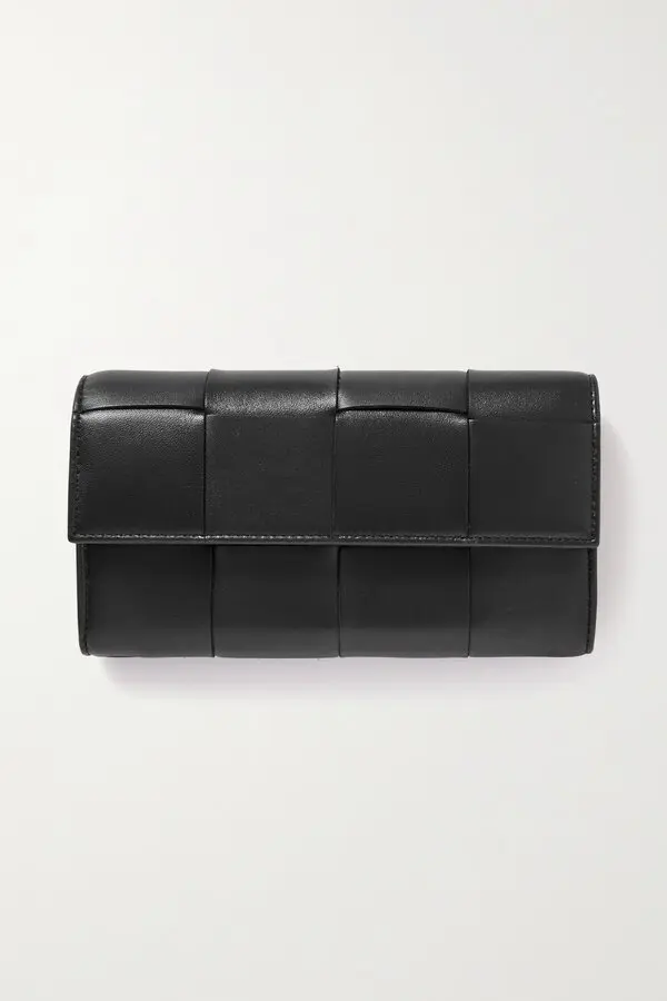 Bottega Veneta Cassette Intrecciato Leather Wallet - Black