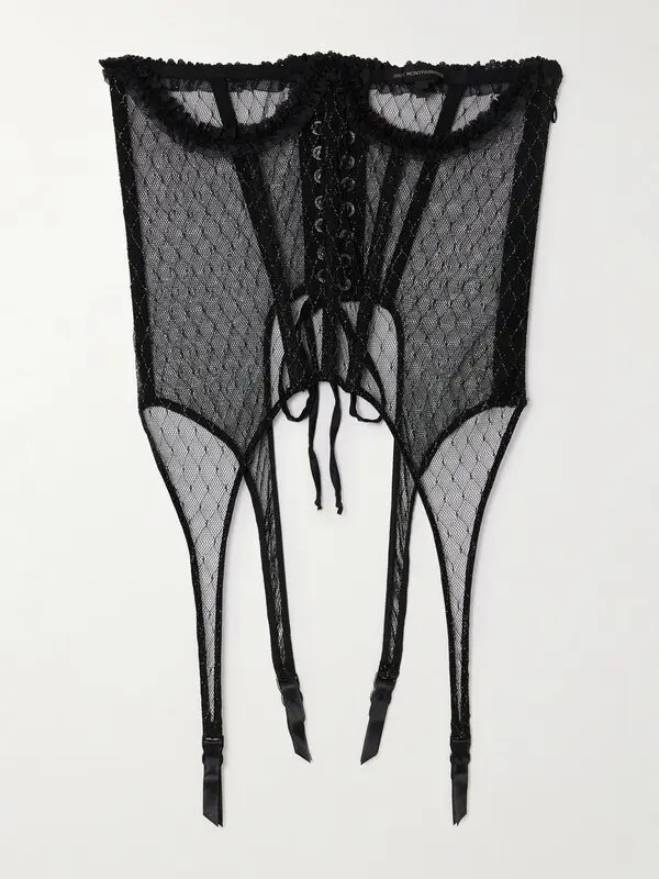 Kiki De Montparnasse Les Follies Metallic Tulle Bustier Top - Black