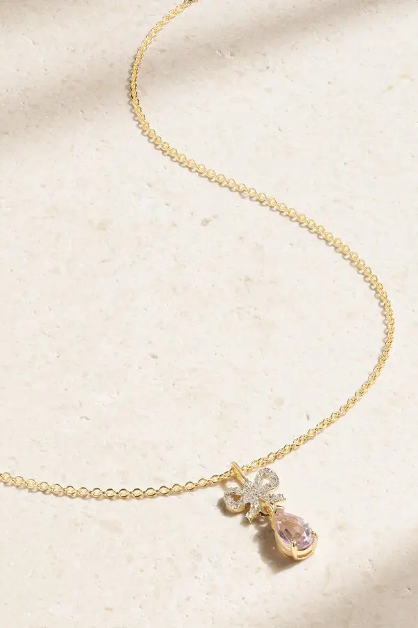 STONE AND STRAND 10-karat Amethyst And Diamond Necklace - Gold