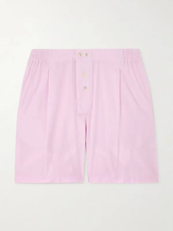 SEBLINE Pleated Cotton-poplin Boxer Shorts