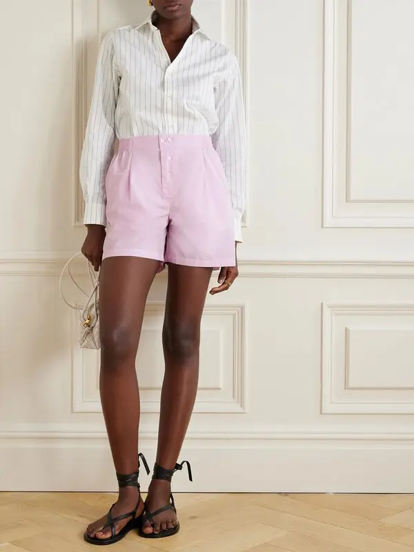 SEBLINE Pleated Cotton-poplin Boxer Shorts