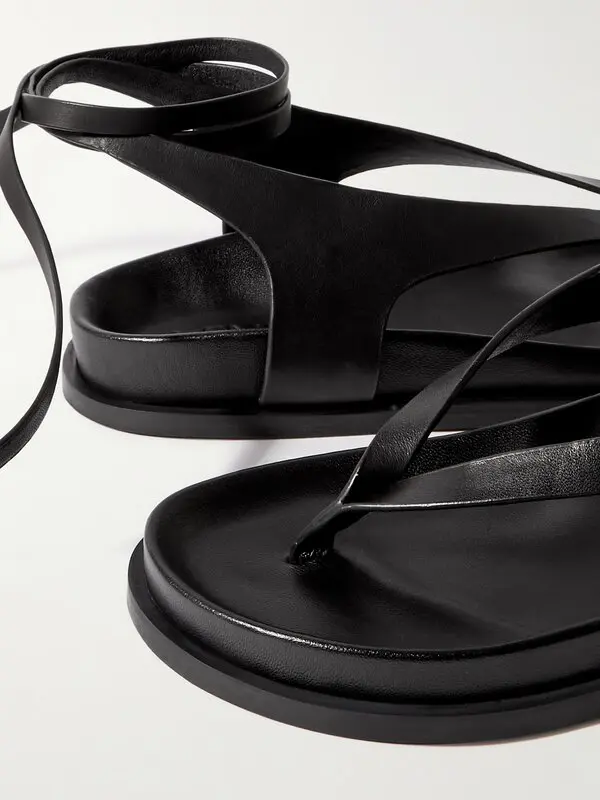 A.emery Shel Leather Sandals - Black