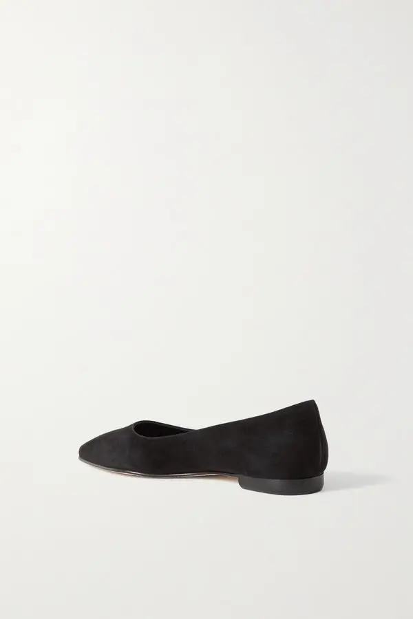 Manolo Blahnik Gelista Suede Ballet Flats - Black