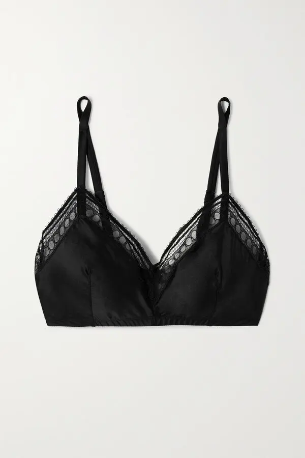 ERES Reveillon Cotillon Lace-trimmed Stretch-satin Soft-cup Triangle Bra - Black