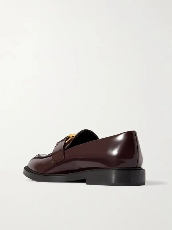 Chloé Marcie Embellished Leather Loafers - Burgundy