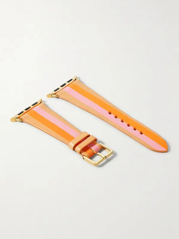 LACALIFORNIENNE Striped Leather Watch Strap - Pink