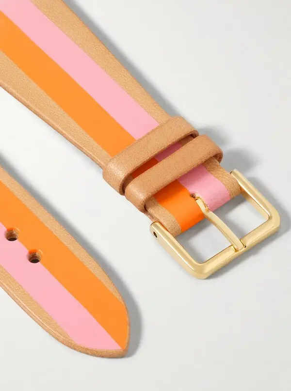 LACALIFORNIENNE Striped Leather Watch Strap
