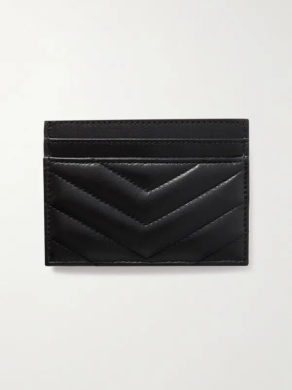 Saint Laurent Cassandre Matelassé Leather Cardholder - Black