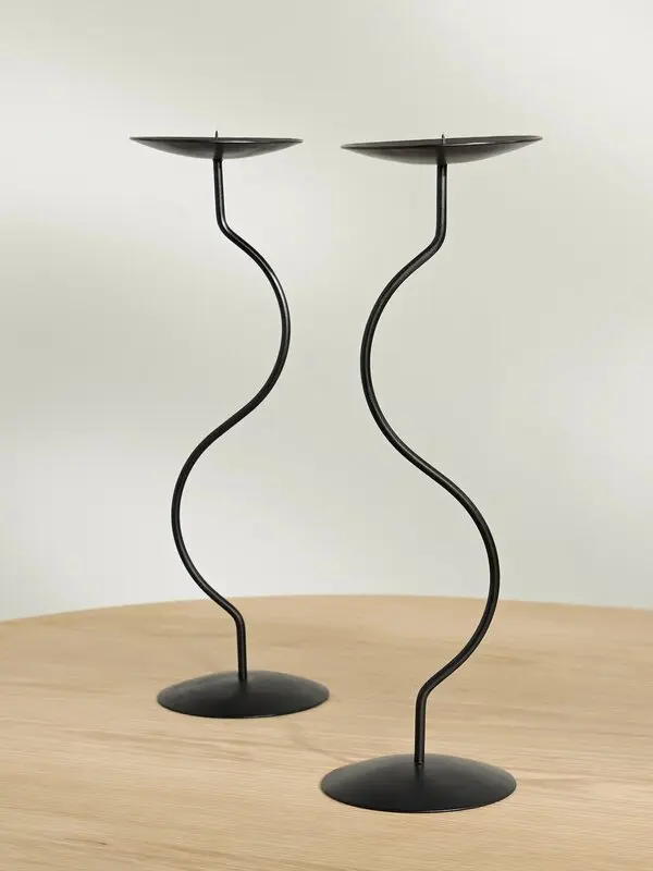 FOURTH STREET Dancing Duo Set Of Two Iron Candlesticks - Black