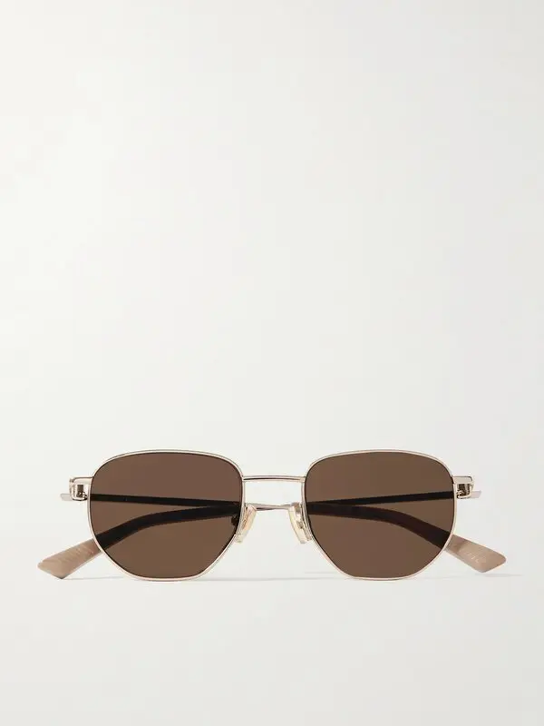 Bottega Veneta Hexagon-frame Sunglasses - Gold