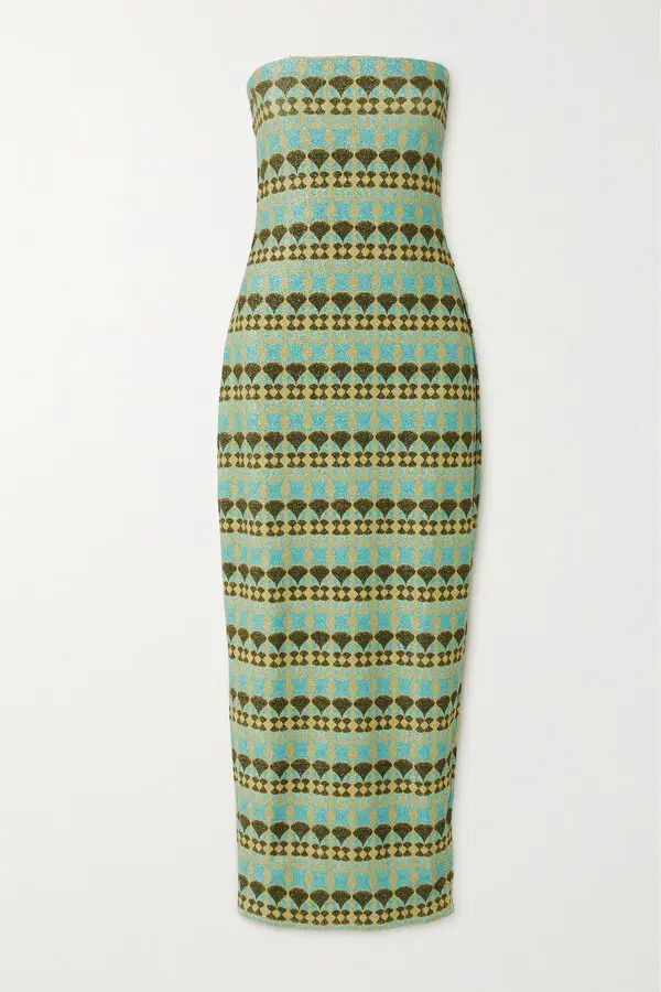 DIMA AYAD Strapless Jacquard-knit Maxi Dress