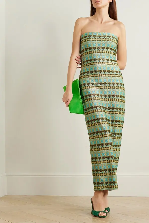 DIMA AYAD Strapless Jacquard-knit Maxi Dress