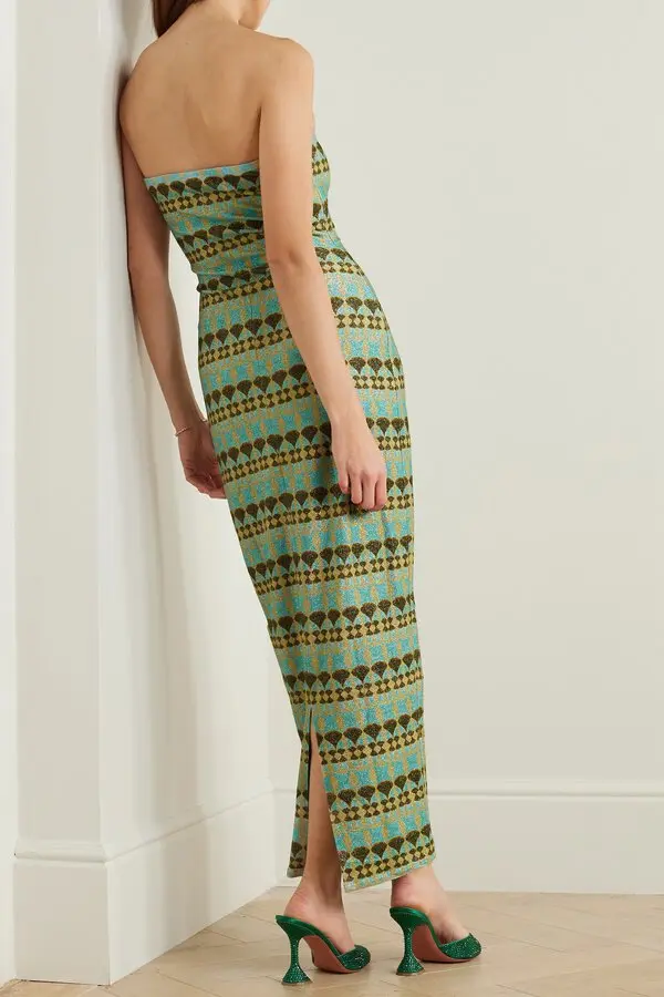 DIMA AYAD Strapless Jacquard-knit Maxi Dress