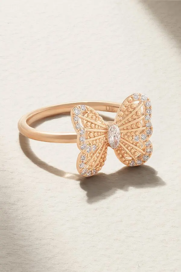 DE BEERS LONDON De Beers Portraits Of Nature Butterfly 18-karat Rose Diamond Ring - Gold