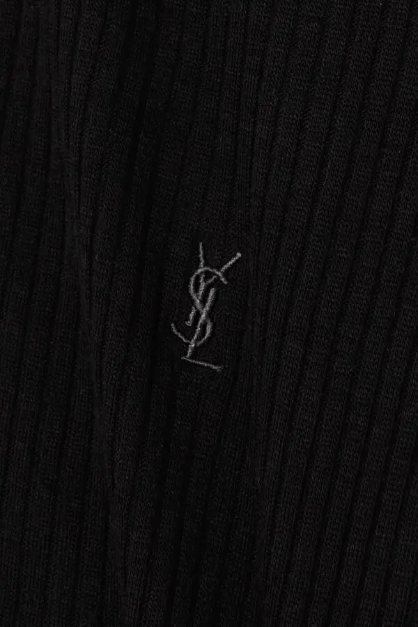 Saint Laurent Embroidered Ribbed Tank - Black