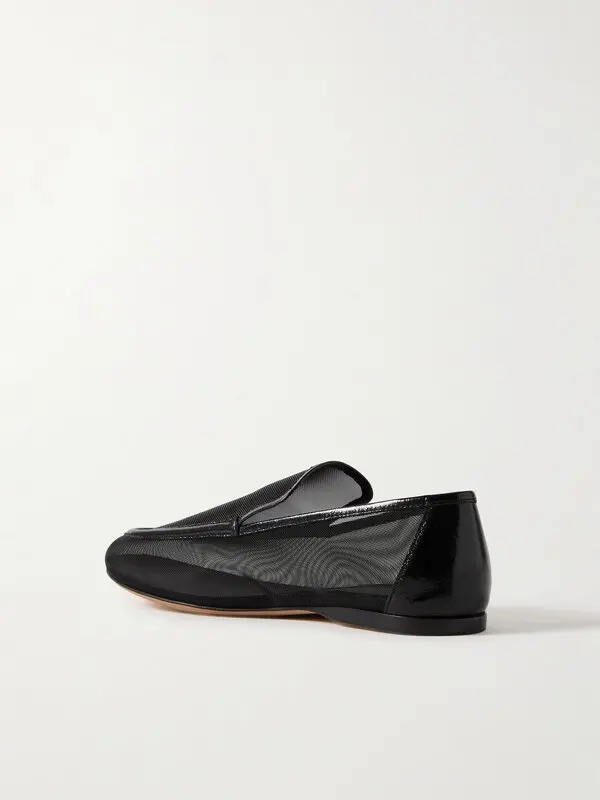 Khaite Alessio Mesh Loafers With Leather Trims - Black