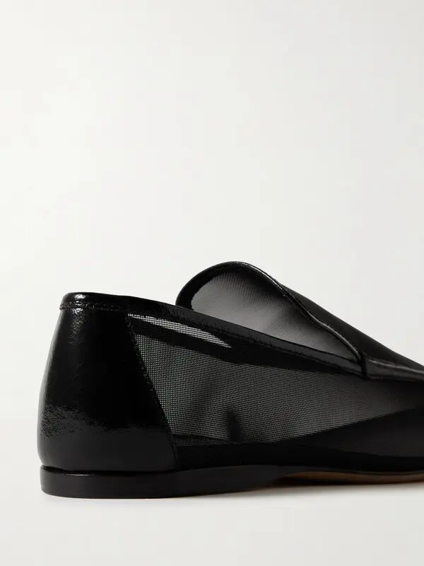 Khaite Alessio Mesh Loafers With Leather Trims - Black